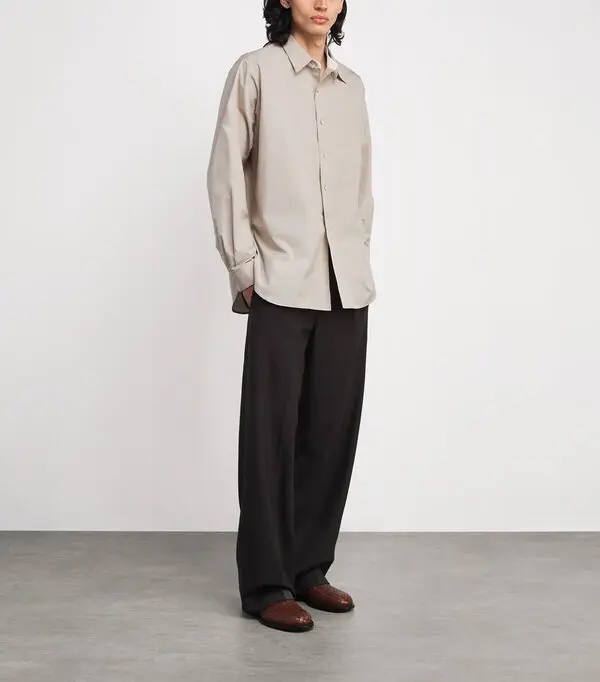 THE ROW Melchior Cotton Shirt - Brown