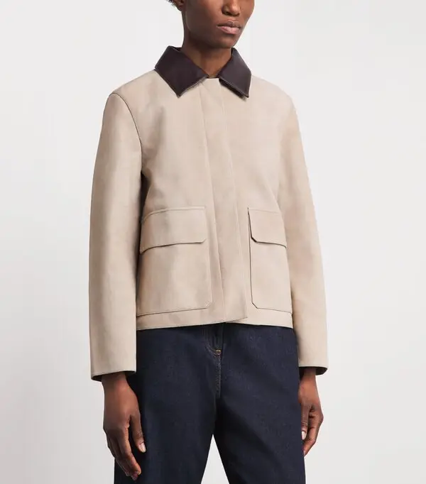Theory Suede Trucker Jacket - Brown
