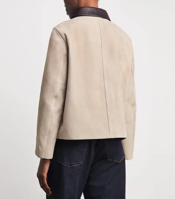 Theory Suede Trucker Jacket - Brown