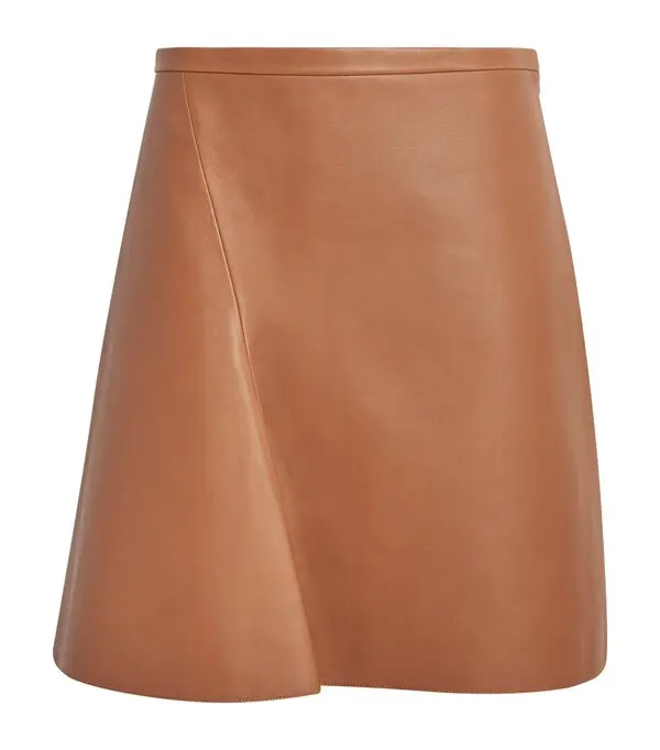 Theory Lambskin Mini A-line Skirt - Brown