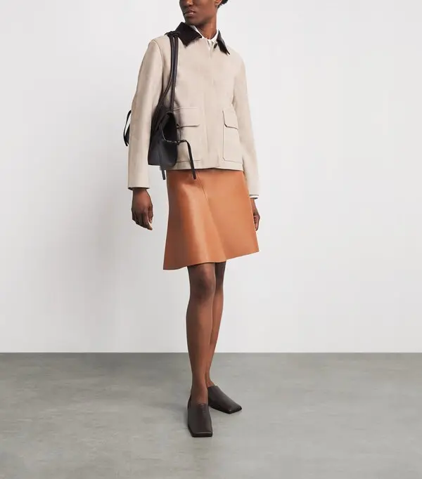 Theory Lambskin Mini A-line Skirt - Brown