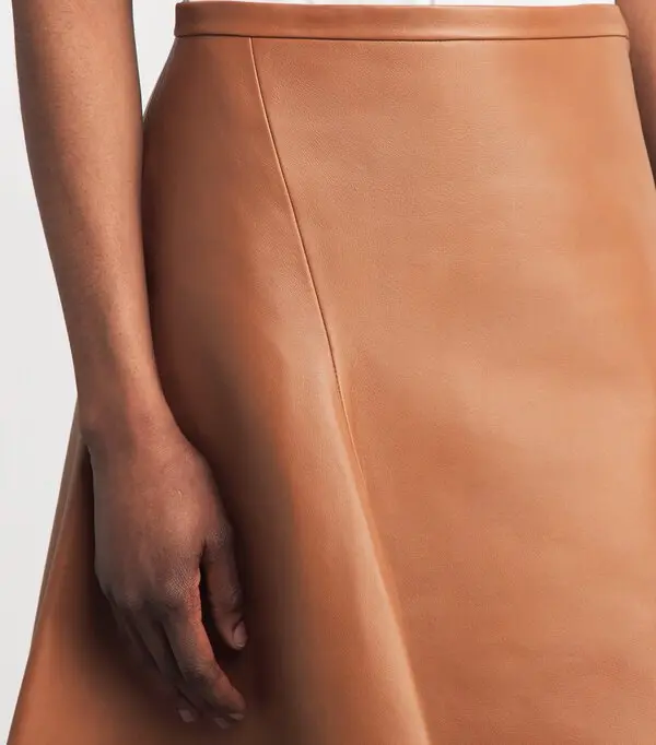 Theory Lambskin Mini A-line Skirt - Brown