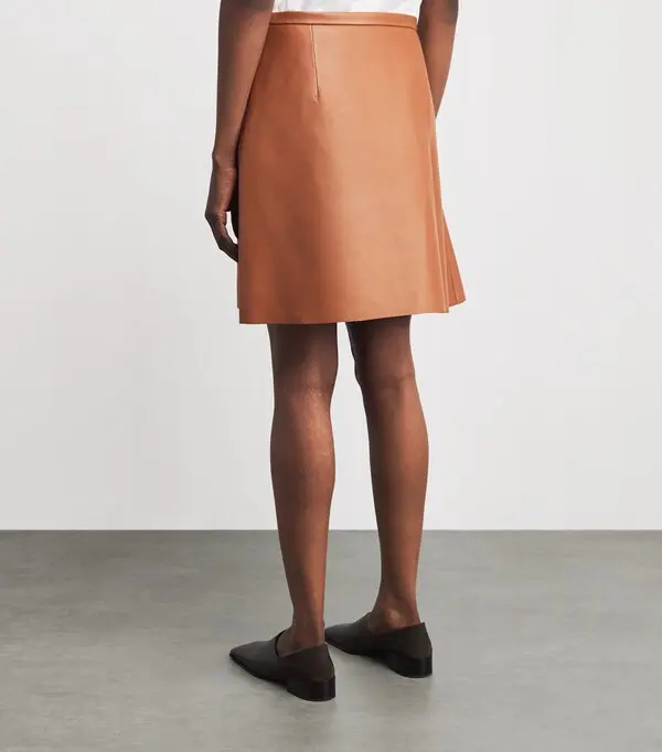 Theory Lambskin Mini A-line Skirt - Brown