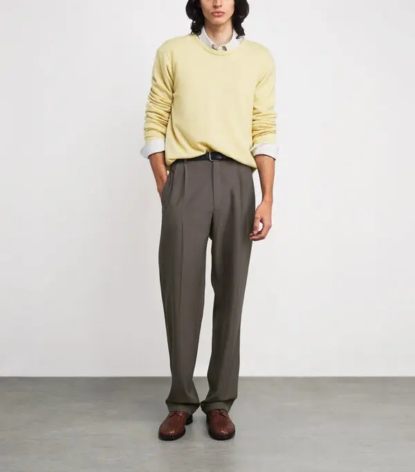 THE ROW Tosca Wool Trousers - Brown