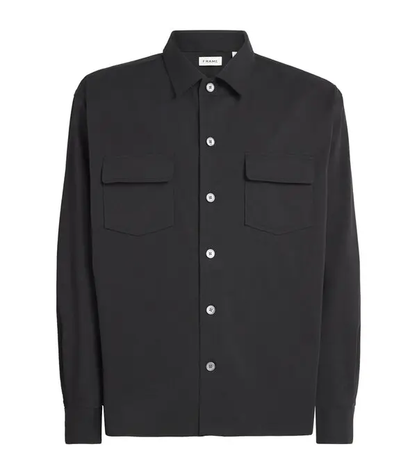 FRAME Cotton Patch-pocket Overshirt - Black