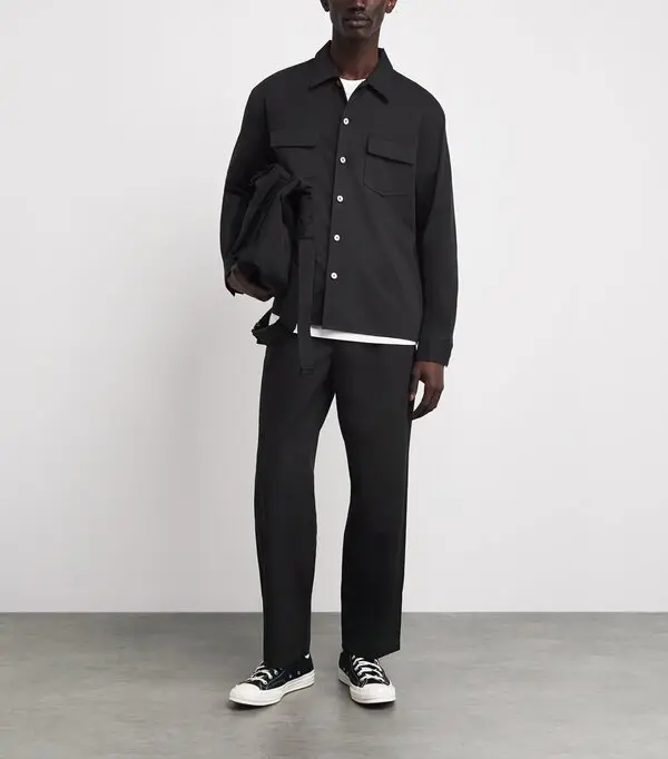 FRAME Cotton Patch-pocket Overshirt - Black