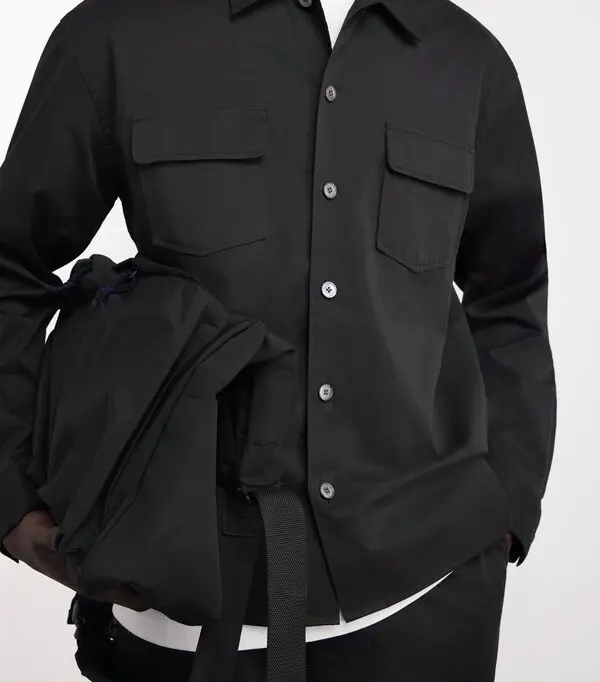 FRAME Cotton Patch-pocket Overshirt - Black