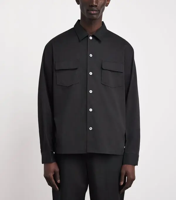 FRAME Cotton Patch-pocket Overshirt - Black