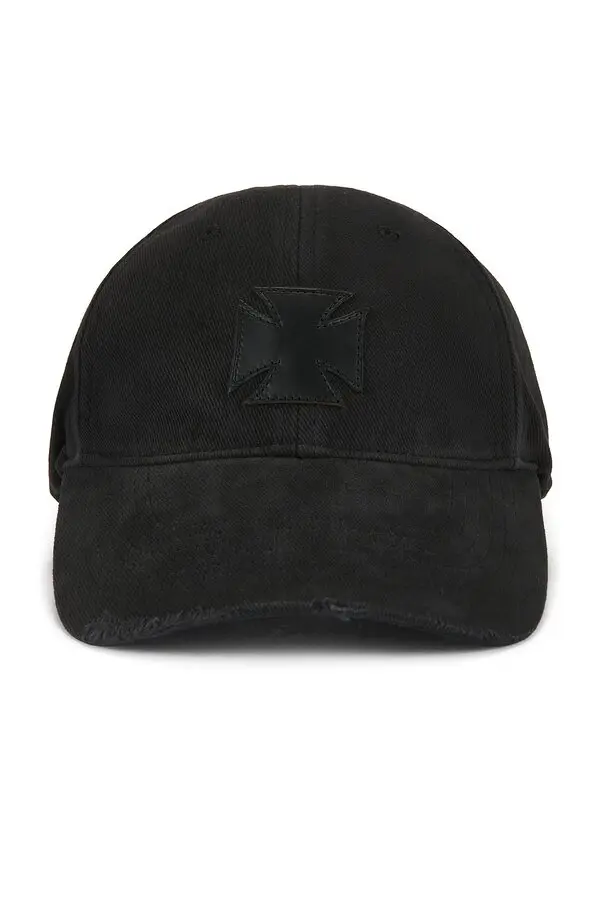 Vetements Leather Biker Cross Cap - Black
