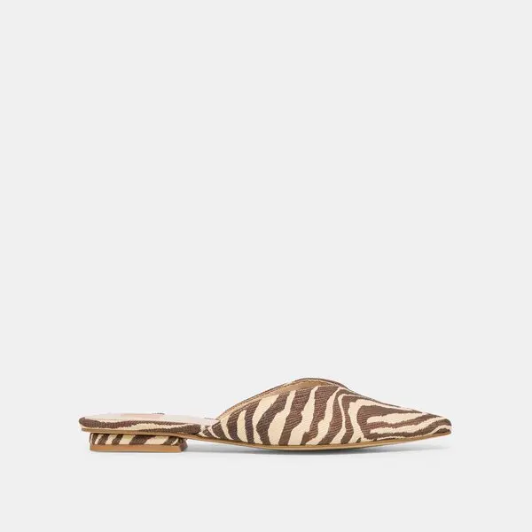 DOLCEVITA Elm Raffia Mules - Beige Zebra Raffia