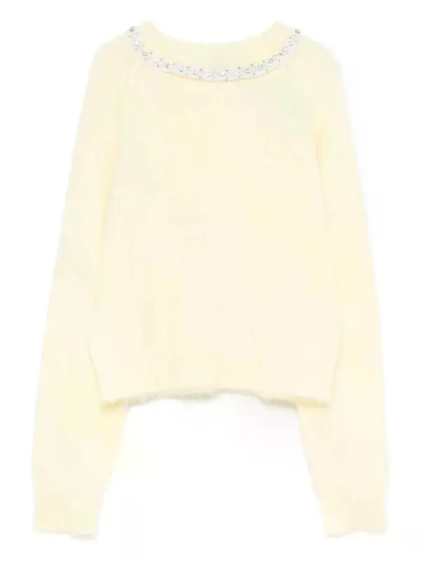 Maje Embellished Crew-neck Sweater - Yellow