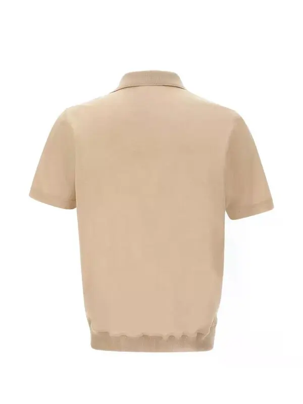 GRAN SASSO V-neck Ribbed Polo Shirt - Neutrals
