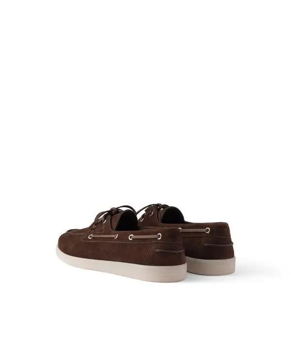 Prada Suede Boat Shoes - Brown