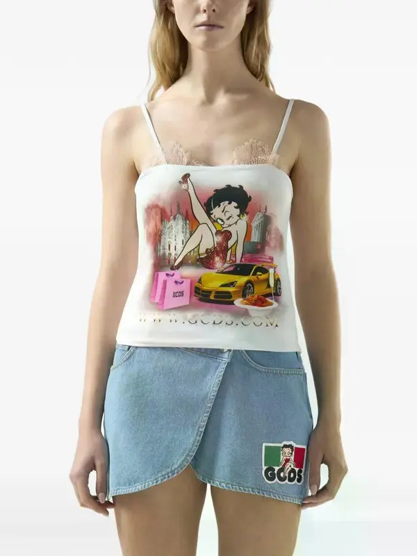 Gcds Betty Boop Graphic Print Spaghetti Strap Top