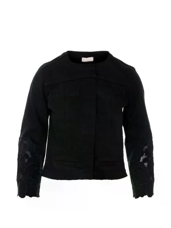 Liu Jo Embroidered Crewneck Jacket - Black