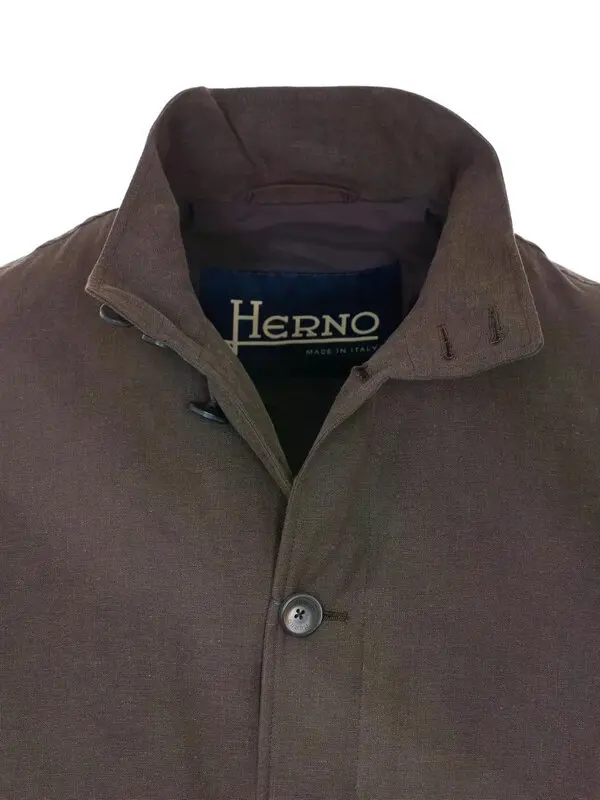 Herno Buttoned High Neck Bomber Jacket - Brown