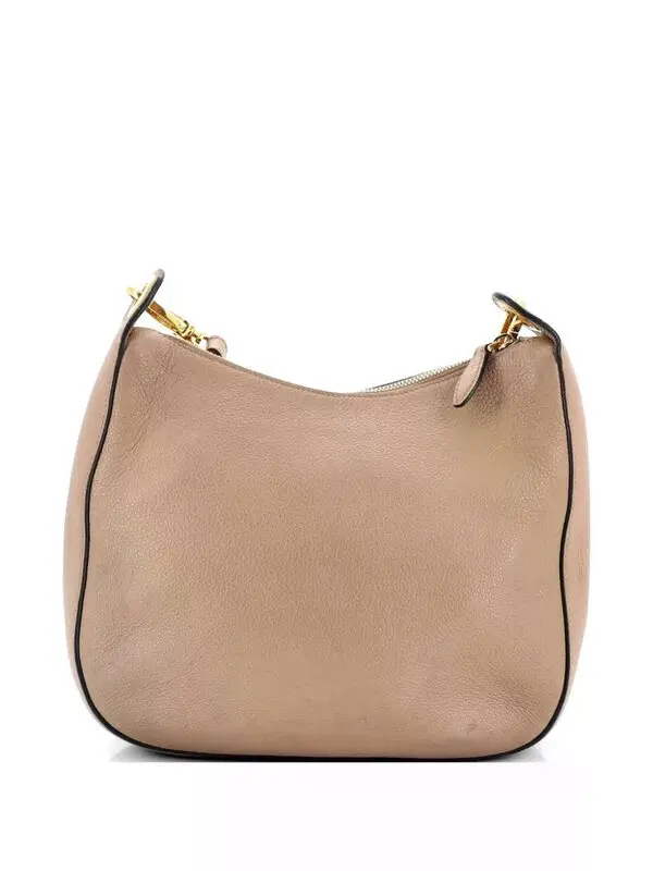 Prada Striped Strap Zip Hobo Vitello Daino Medium Crossbody Bag