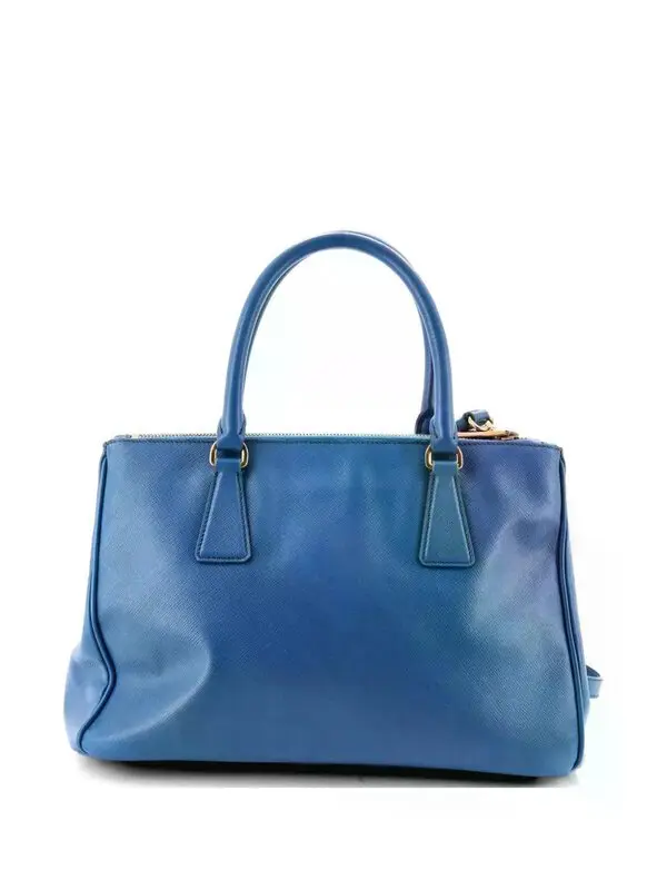 Prada Double Zip Lux Saffiano Leather Small Tote Bag - Blue
