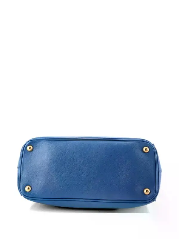 Prada Double Zip Lux Saffiano Leather Small Tote Bag - Blue