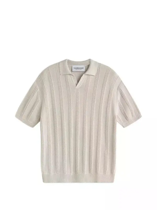 LES HÉRITIERS Ribbed Knit V-neck T-shirt