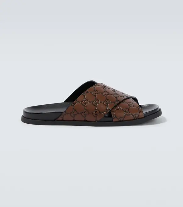 Gucci Gg Leather Slides