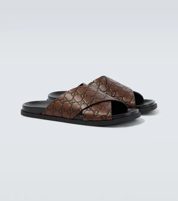 Gucci Gg Leather Slides