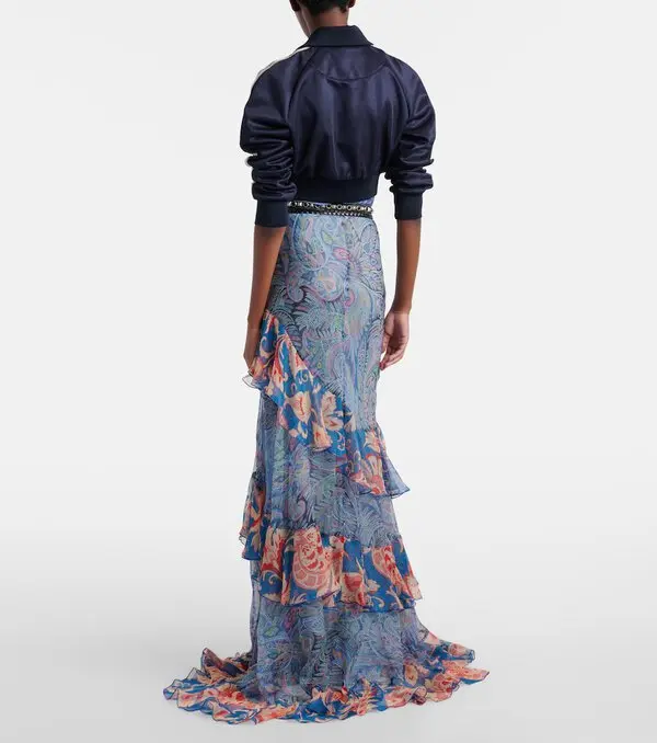 Etro Paisley Floral Tiered Silk Chiffon Maxi Dress