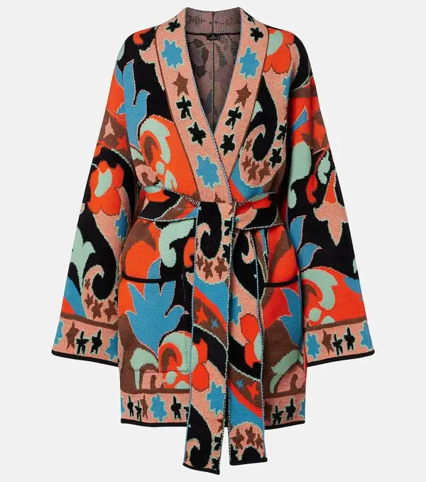 Etro Jacquard Wool-blend Wrap Cardigan