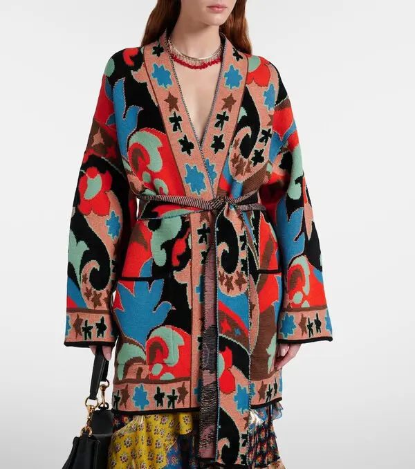 Etro Jacquard Wool-blend Wrap Cardigan