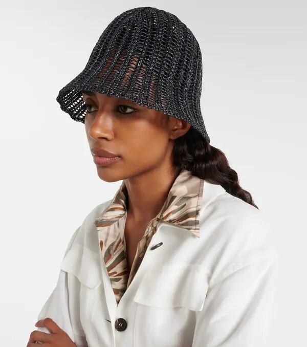 Brunello Cucinelli Woven Bucket Hat - Black