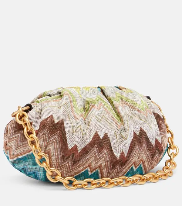 Missoni Zigzag Small Clutch With Leather Trim