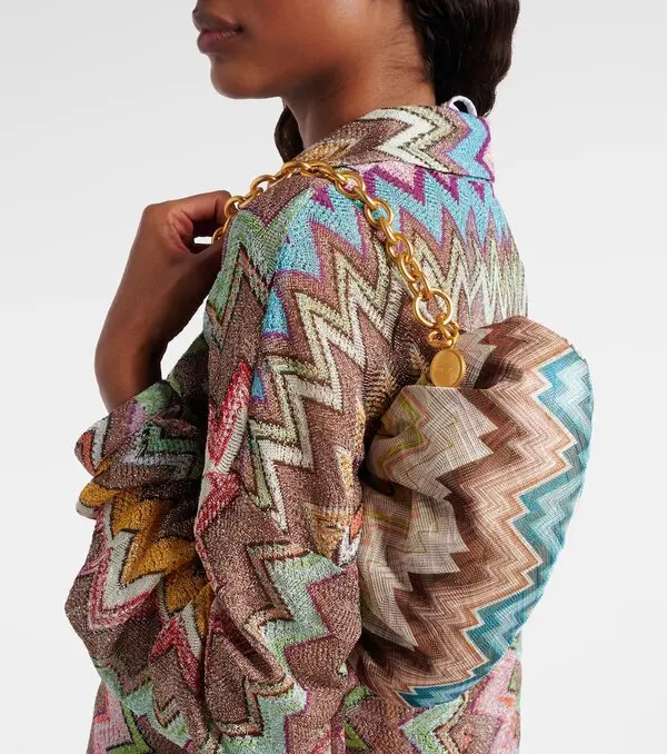 Missoni Zigzag Small Clutch With Leather Trim