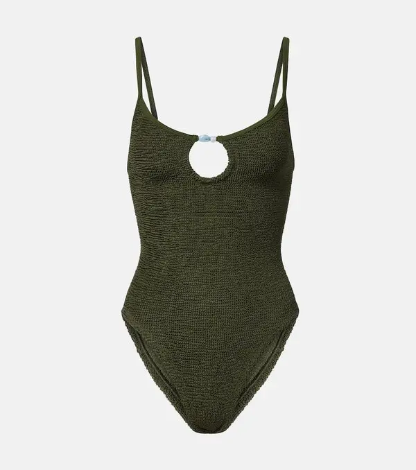 Hunza G Mia Beaded Cutout Swimsuit - Green