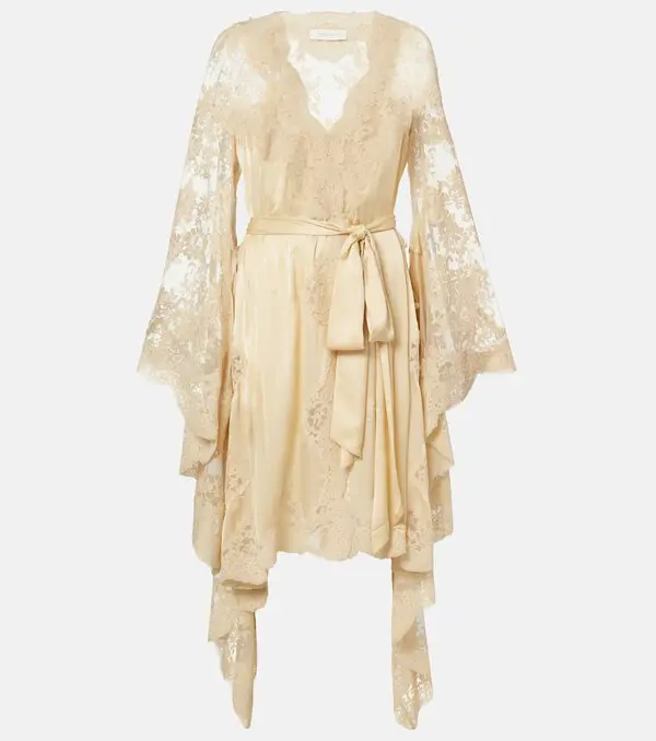 Zimmermann Como Lace-trimmed Draped Silk Midi Dress