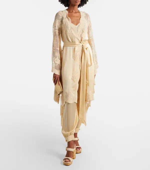 Zimmermann Como Lace-trimmed Draped Silk Midi Dress
