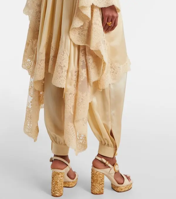 Zimmermann Como Lace-trimmed Draped Silk Midi Dress