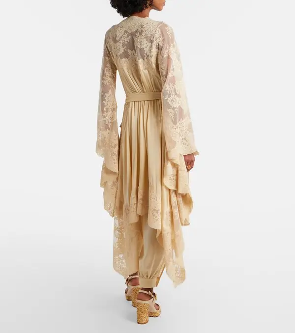 Zimmermann Como Lace-trimmed Draped Silk Midi Dress