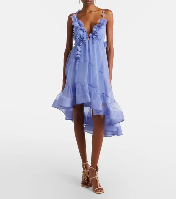 Zimmermann Como Asymmetric Floral-applique Minidress