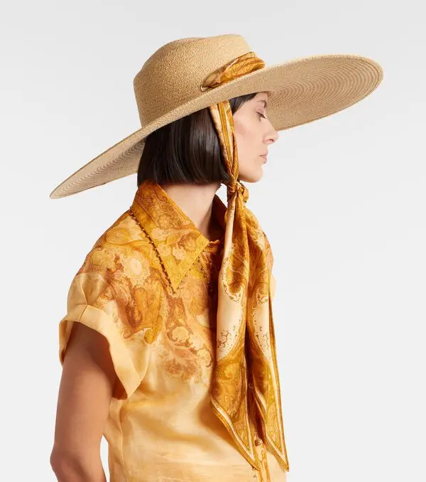 Zimmermann Raffia Sun Hat With Silk Trim