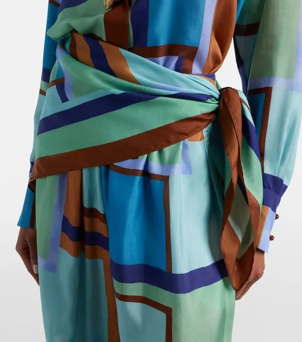 Zimmermann Como Printed Silk Satin Tapered Pants