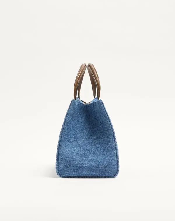 Valentino Garavani Alltime Medium Handbag With Embroidered Strap - Denim