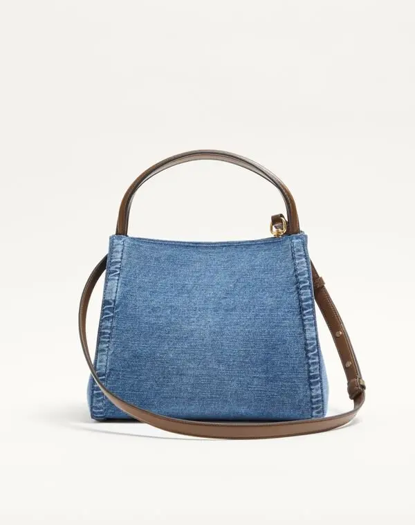 Valentino Garavani Alltime Medium Handbag With Embroidered Strap - Denim