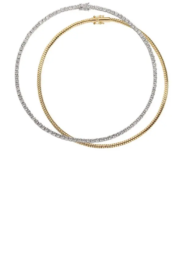 Demarson Ivy Tennis Necklace Set Of 2 - Gold, Silver, & Crystal