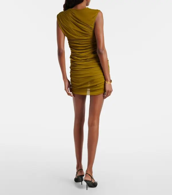 Saint Laurent Ruched Tulle Jersey Minidress