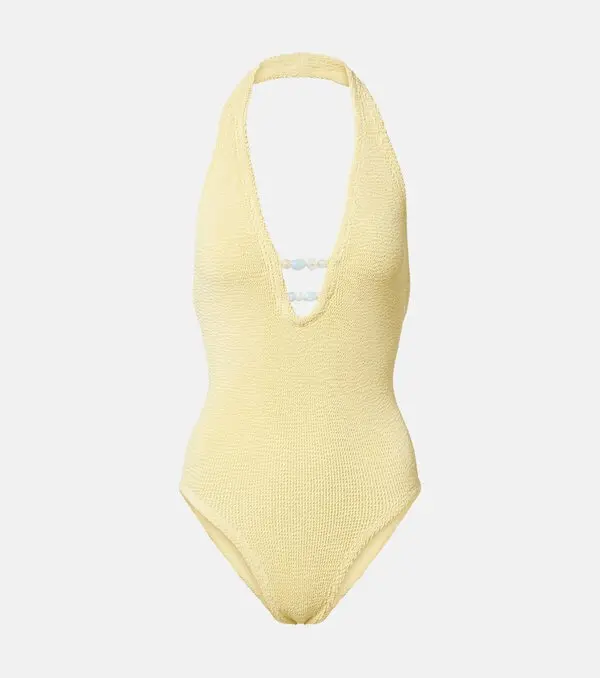 Hunza G Adriana Beaded Swimsuit - Yellow