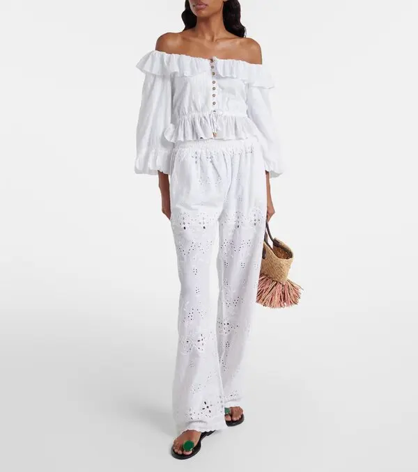 Melissa Odabash Corrine Off-shoulder Cotton Poplin Blouse