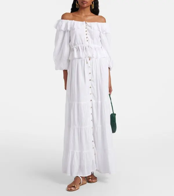 Melissa Odabash Corrine Off-shoulder Cotton Poplin Blouse