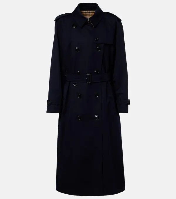 Burberry Cotton Gabardine Trench Coat - Blue