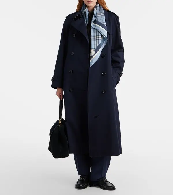 Burberry Cotton Gabardine Trench Coat - Blue