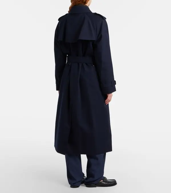 Burberry Cotton Gabardine Trench Coat - Blue
